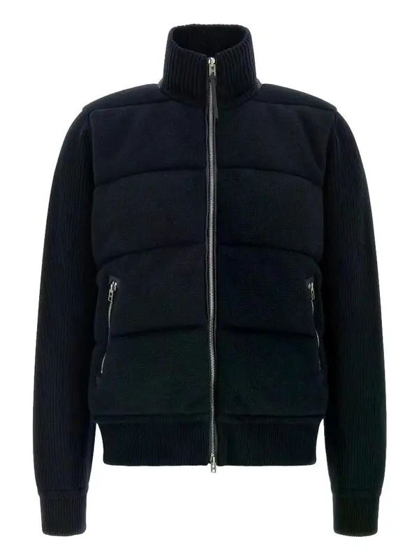 TOM FORD Quilted Ribbed-knit Jacket - Blue