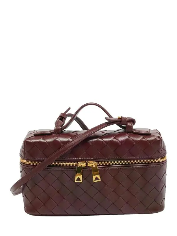Bottega Veneta Burgundy Intrecciato Woven Shoulder Bag - Red