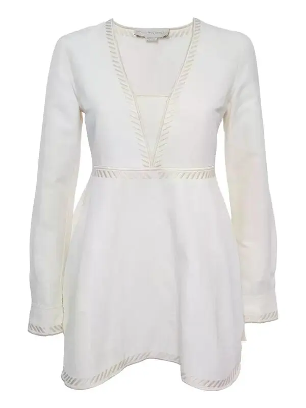 Stella McCartney Embroidered V-neck Long Sleeve Tunic - White