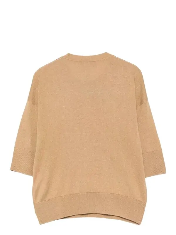 Alpha Studio Crew Neck Fine Knit Top - Neutrals