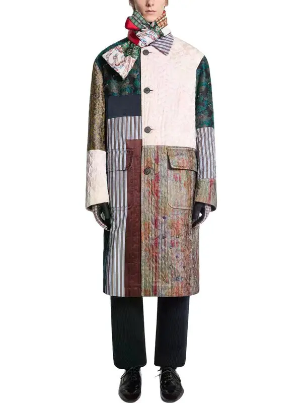 Dries Van Noten Patchwork Quilted Coat - Red