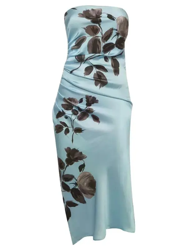 Magda Butrym Floral-print Ruched Midi Dress - Blue