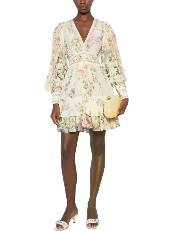 Camilla Floral-print Tiered Mini Dress - Pink