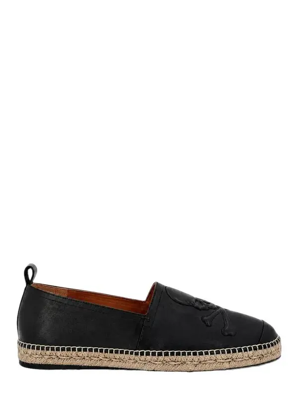 Philipp Plein Nappa Leather Skull Espadrilles - Black