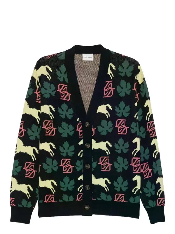 Drole De Monsieur Intarsia-knit Cardigan - Black
