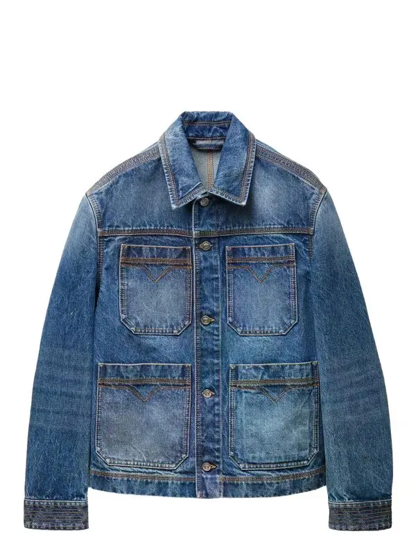 Versace Denim Blouson Jacket With Medusa Buttons - Blue