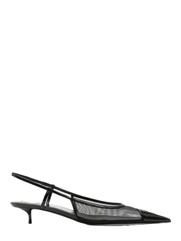 Saint Laurent Mesh-panelled Pointed-toe Slingback Pumps - Black