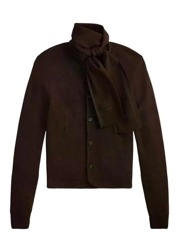 Polo Ralph Lauren Wool Cardigan With Attached Scarf - Brown