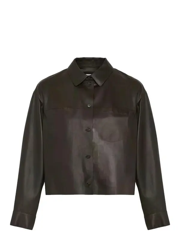 YVES SALOMON Leather Shirt - Brown