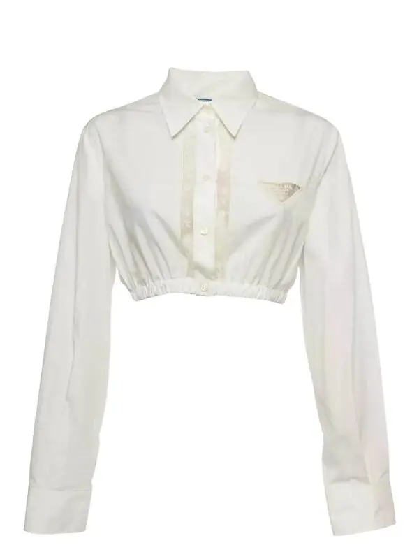 Prada Lace-trim Cropped Shirt - White