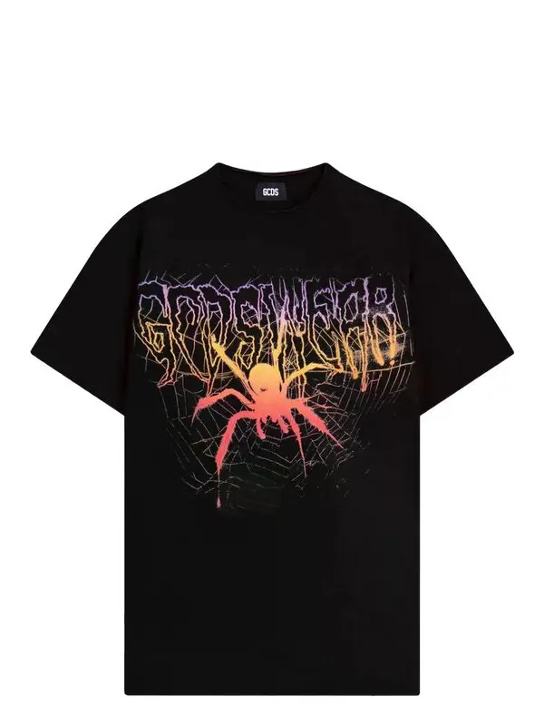 Gcds Graphic-print Cropped T-shirt - Black