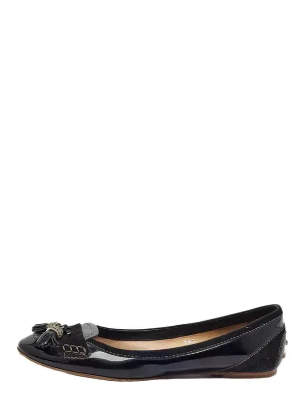 TOD'S Patent Leather Tassel Pumps - Black