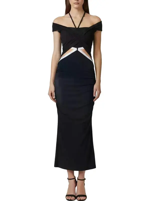 Simkhai Crossover Cutout Fitted Midi Dress - Blue
