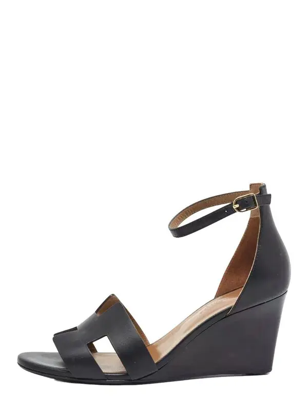 Hermès Legend H-shaped Wedge Sandals - Black