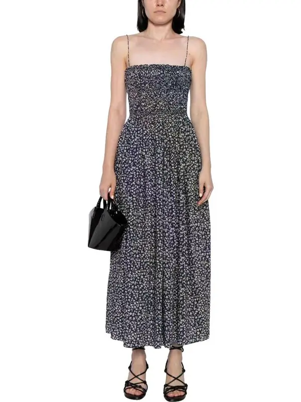 Matteau Floral Print Cotton Maxi Dress - Blue