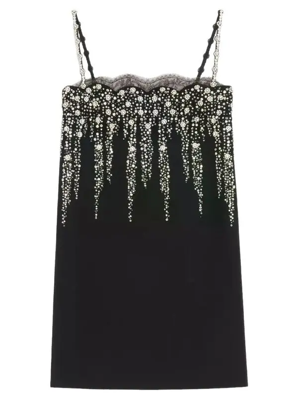 Valentino Garavani Embroidered Crepe Couture Short Dress - Black