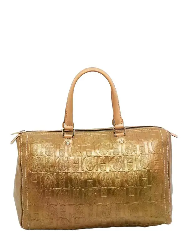 Carolina Herrera Andy Monogram Embossed Satchel Bag - Gold