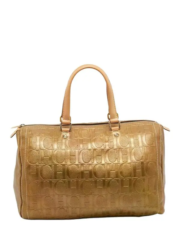 Carolina Herrera Monogram Embossed Satchel Bag - Gold