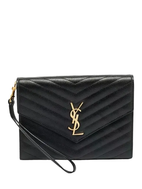 Saint Laurent Cassandre Matelassé Envelope Clutch Bag - Black