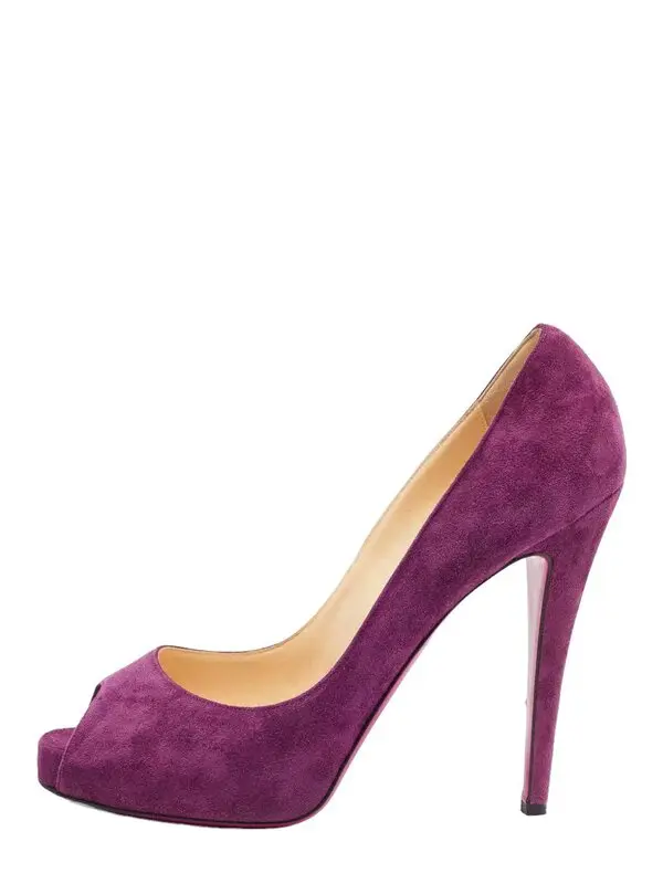 CHRISTIAN LOUBOUTIN Suede Peep-toe Platform Stiletto Pumps - Purple