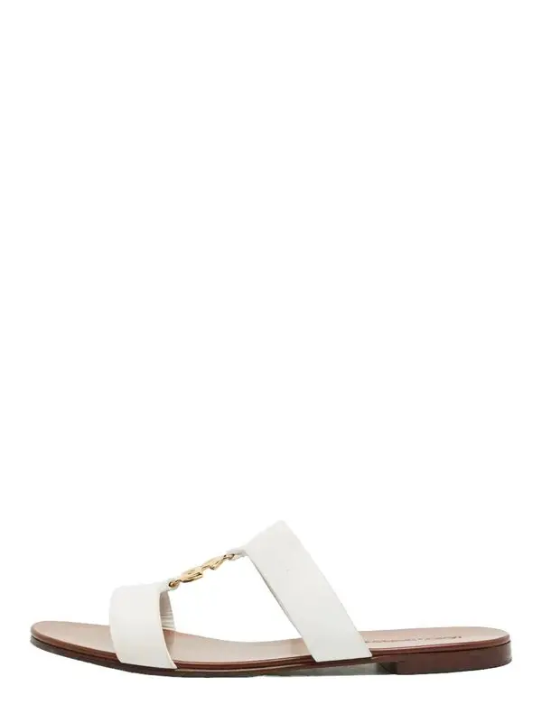 Dolce & Gabbana Calf Leather Dg Logo Slide Sandals - White