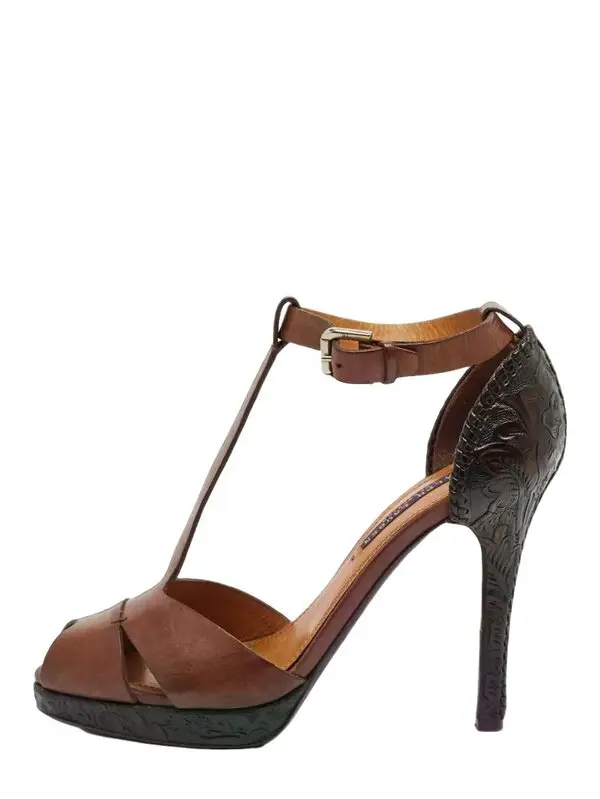 Ralph Lauren T-strap Peep-toe Pumps - Brown
