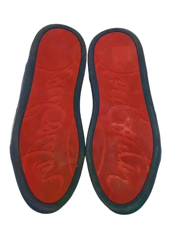 CHRISTIAN LOUBOUTIN Aurelien Low-top Sneakers With Crocodile-effect Trim - Blue