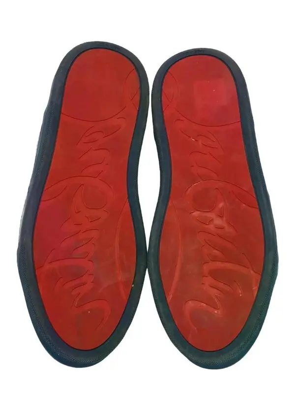 CHRISTIAN LOUBOUTIN Aurelien Low-top Sneakers With Crocodile-effect Trim - Blue