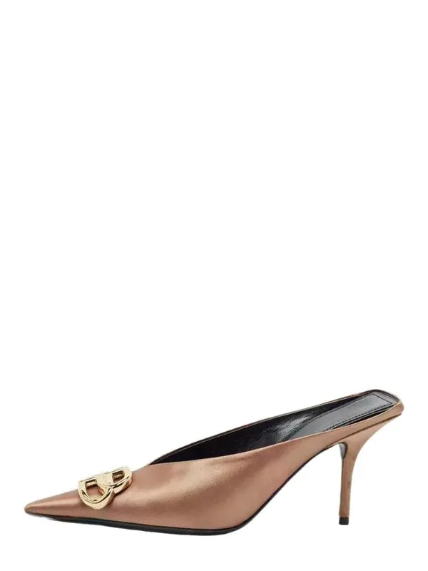 Balenciaga Knife Logo-plaque Heeled Mules - Brown