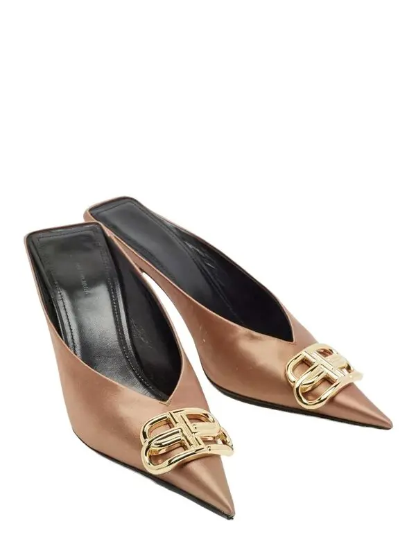 Balenciaga Knife Logo-plaque Heeled Mules - Brown