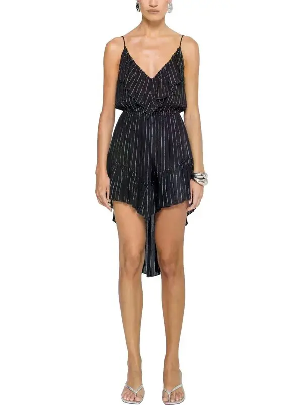 NISSA Ruffle-trim Viscose Mini Dress - Black