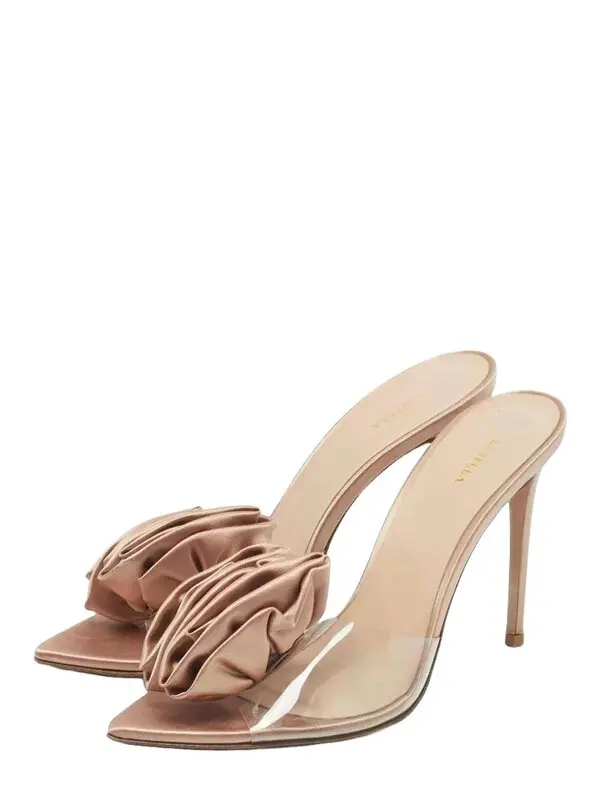 LE SILLA Rose Appliqué Transparent Stiletto Sandals - Neutrals