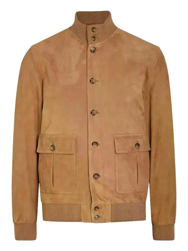 VALSTAR Suede High Neck Jacket - Brown