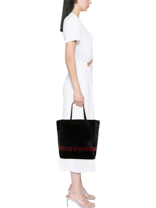 Fendi Velour Logo Tote Bag - Black
