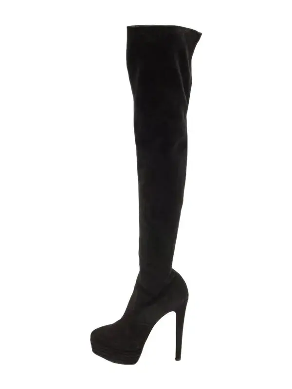 LE SILLA Suede Platform Stiletto Over The Knee Boots - Black