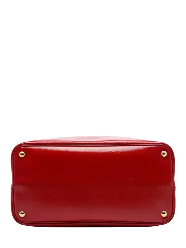 Prada Saffiano Vernice Double Satchel - Red