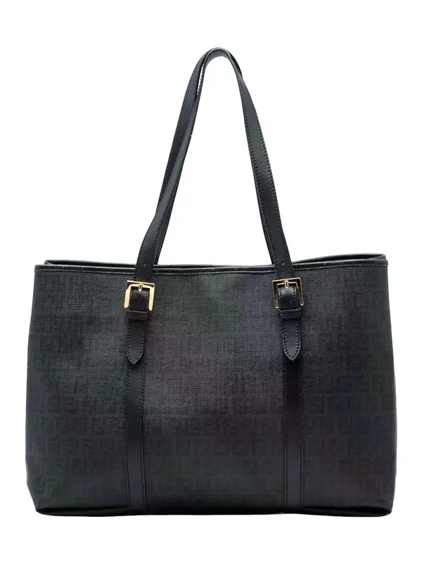 Fendi Zucchino Coated Canvas Tote Bag - Black
