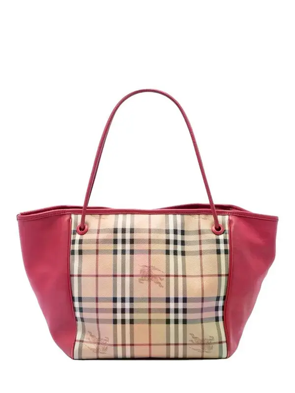Burberry Haymarket Check Coated Canvas And Calfskin Canterbury Tote Bag - Neutrals