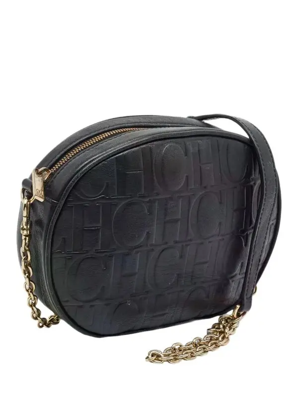 Carolina Herrera Monogram-embossed Shoulder Bag - Black
