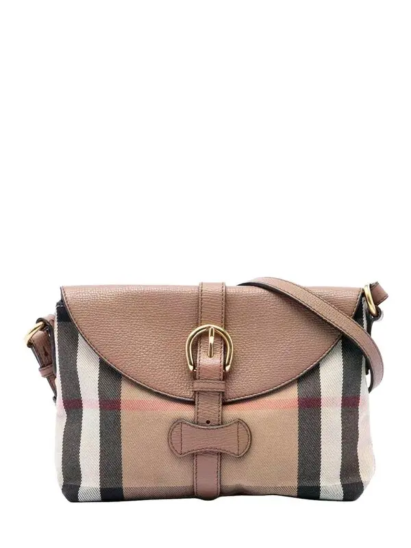 Burberry Small House Check Canvas And Leather Crossbody Bag - Brown