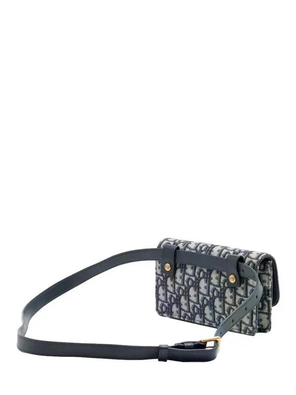 Dior 2020 Oblique Canvas Saddle Belt Bag - Blue