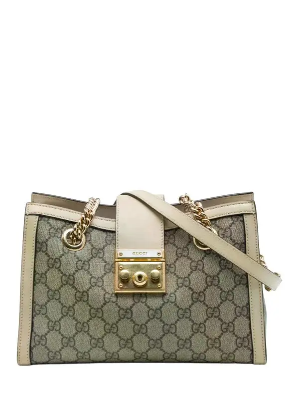 Gucci Gg Supreme Padlock Tote Bag - Neutrals