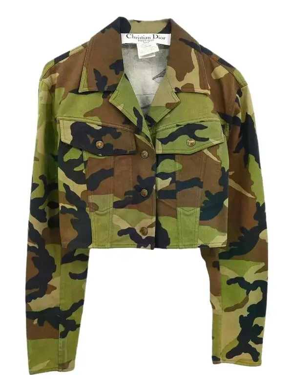 Dior 2001 Camouflage Print Cropped Jacket - Green