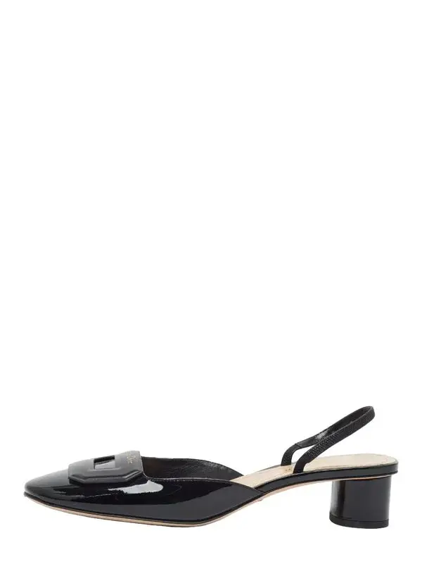 Dior Patent Leather Slingback Block Heel Pumps - Black
