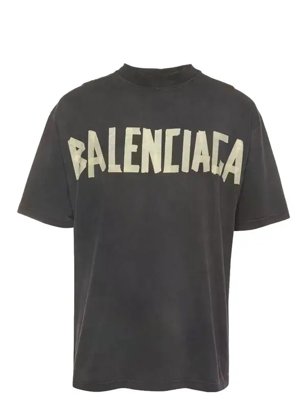Balenciaga Logo-tape Distressed T-shirt - Black