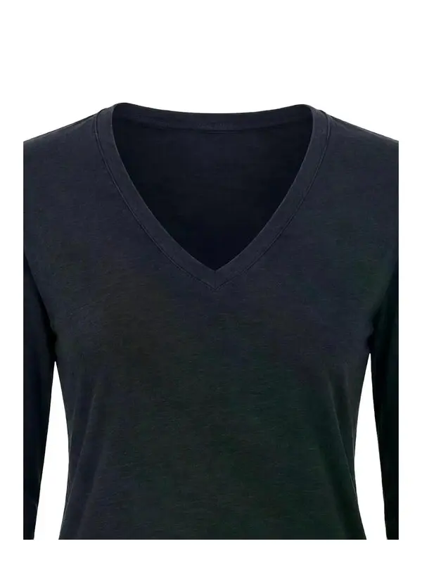 JUVIA Slub-texture V-neck Top - Blue