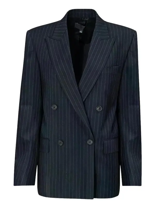 NILI LOTAN Double-breasted Pinstriped Blazer - Blue