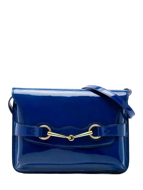 Gucci Patent Leather Bright Bit Crossbody Bag - Blue