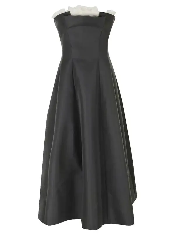 Alberta Ferretti Maxi Ruffled-trim Strapless Dress - Black