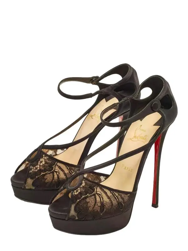 CHRISTIAN LOUBOUTIN Lace Platform Sandals - Black
